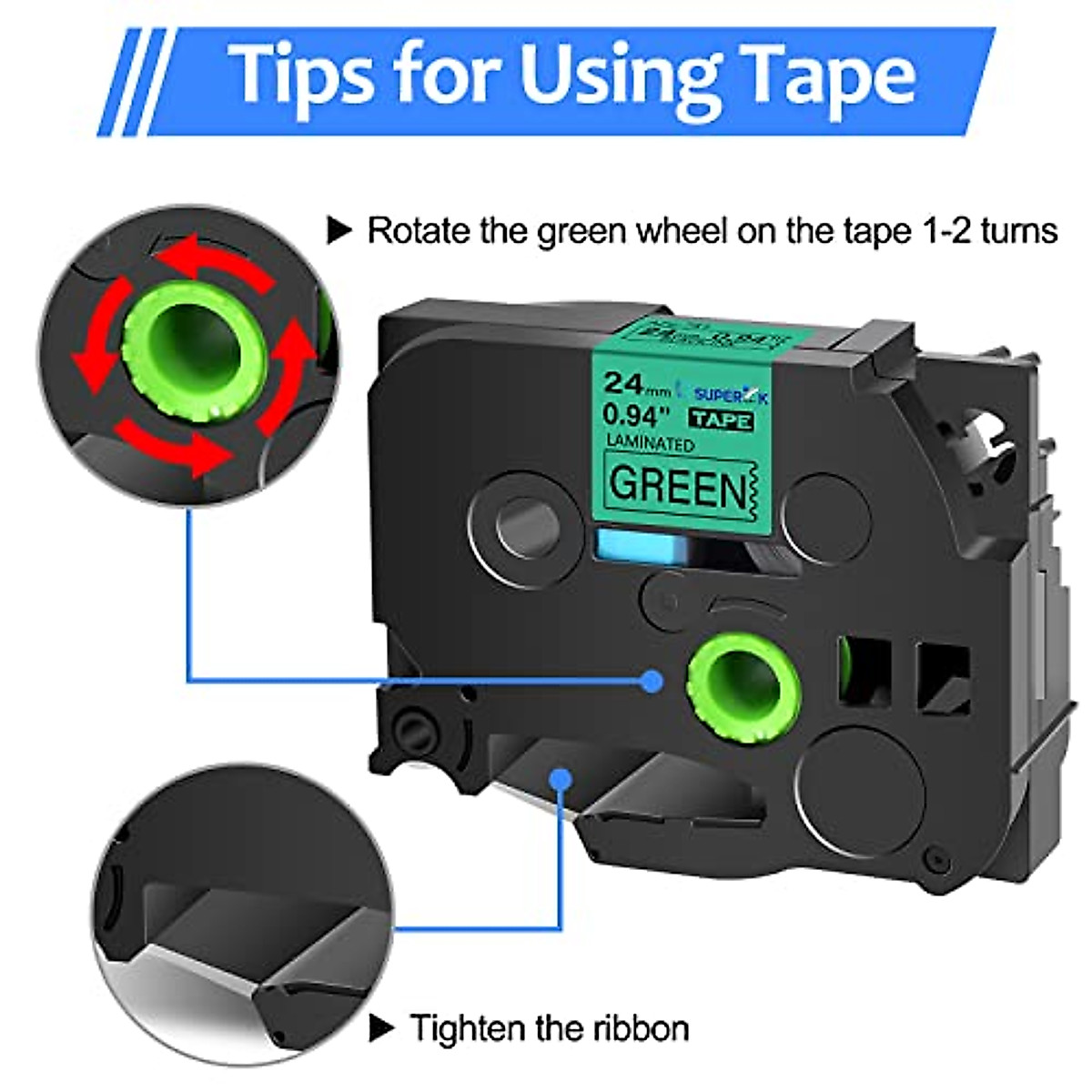 USUPERINK 10PK Compatible for Brother P-Touch Label Maker Tape TZe-751 TZ-751 TZe751 TZ751 Black on Green 24mm 0.94 inch 1'' x 26.2ft Laminated TZe TZ Label Tape for PT-7600 PT-9200DX PT-9200PC 9400