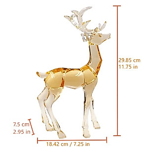 DARMOMOON Acrylic Reindeer Deer Figurine Glass Collection Ornament Statue Animal Collectible Standing Christmas Decor Home Decor 7.2" L (Amber)