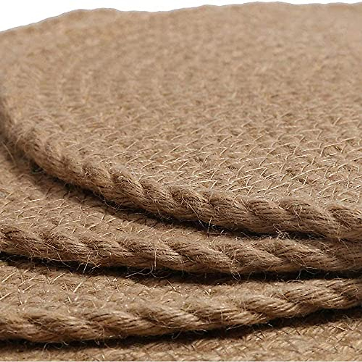 Homtoozhii Woven Placemats 14 inch Round Braided Placemat for Dining Table Heat Resistant Anti-Slid Jute Mats Table Mat for Dish Plate Pot Teapot