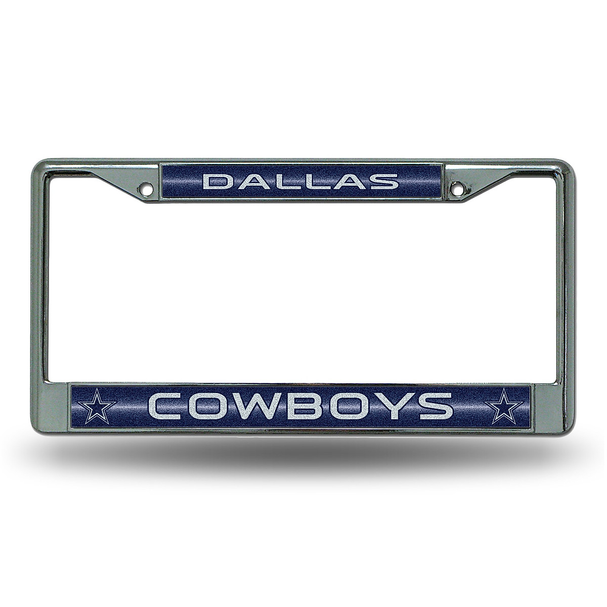 Rico Industries Dallas Cowboys Bling Chrome License Plate Frame with Glitter Accent 6 x 12.25-inches