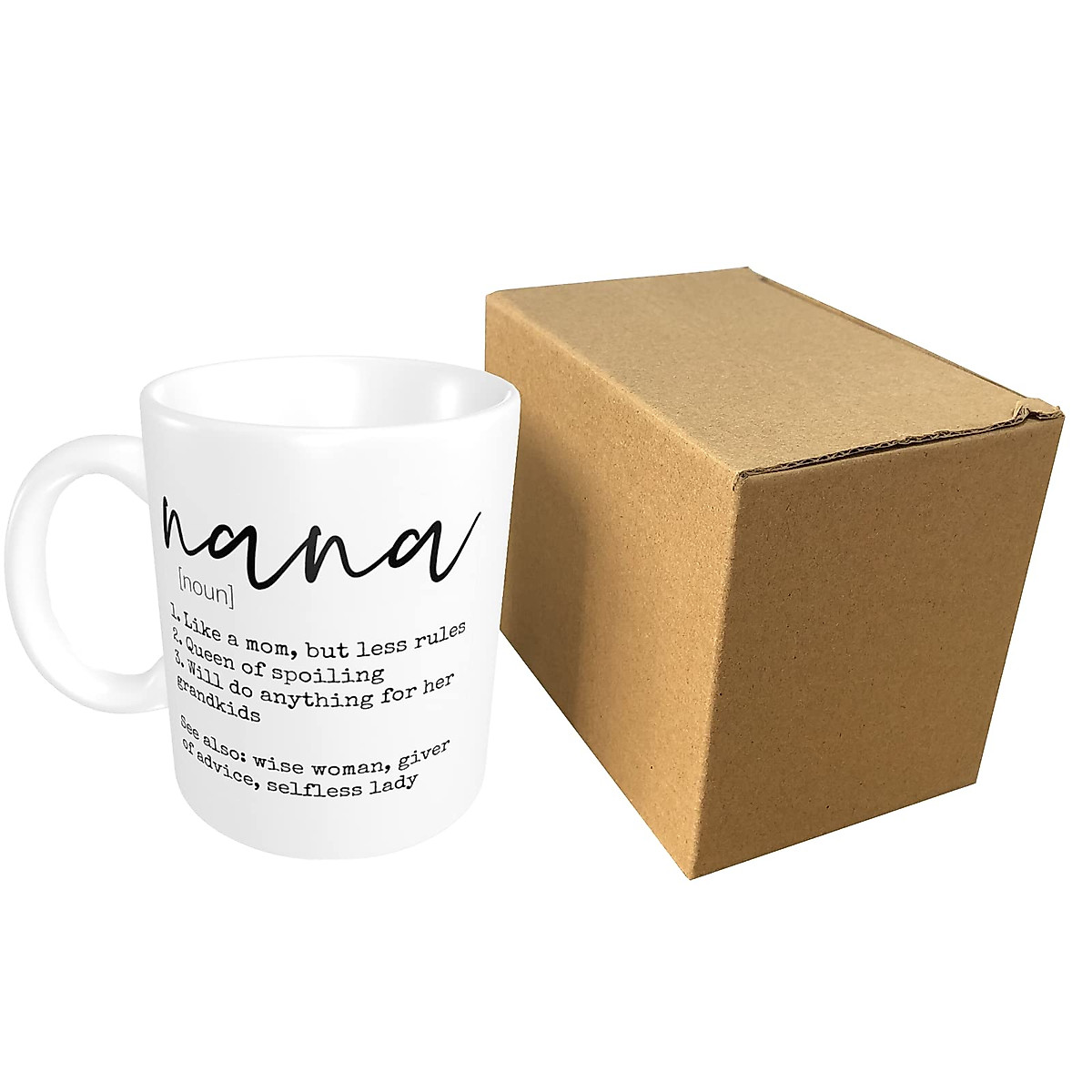 Yipaidel Nana Mother's Day Nana Definition Coffee Mug, Funny White Ceramic Cup 11 OZ Birthday Gifts For Aunt Sister Confidante Grandpa Uncle Friends, Men Women Love It