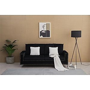 Kingway Furniture Armeni Velvet Living Room Sofa in Black