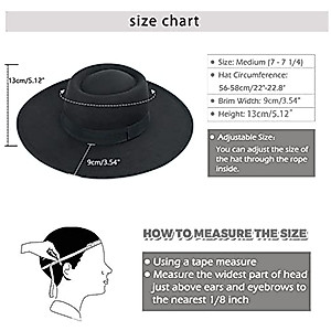 Women Men Classic Felt Fedora Hat Wide Brim Flat Top Boater Hat