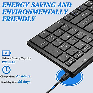 Rechargeable Wireless Keyboard Mouse, UrbanX Slim Thin Low Profile Keyboard and Mouse Combo with Numeric Keypad Silent Keys for Microsoft Surface Duo 2 - Black