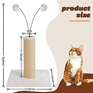 Cat Scratching Post for Indoor Kittens, Scratch Pads with 2 Bouncy Balls, Kitten Scratcher Toy, Protect Furniture