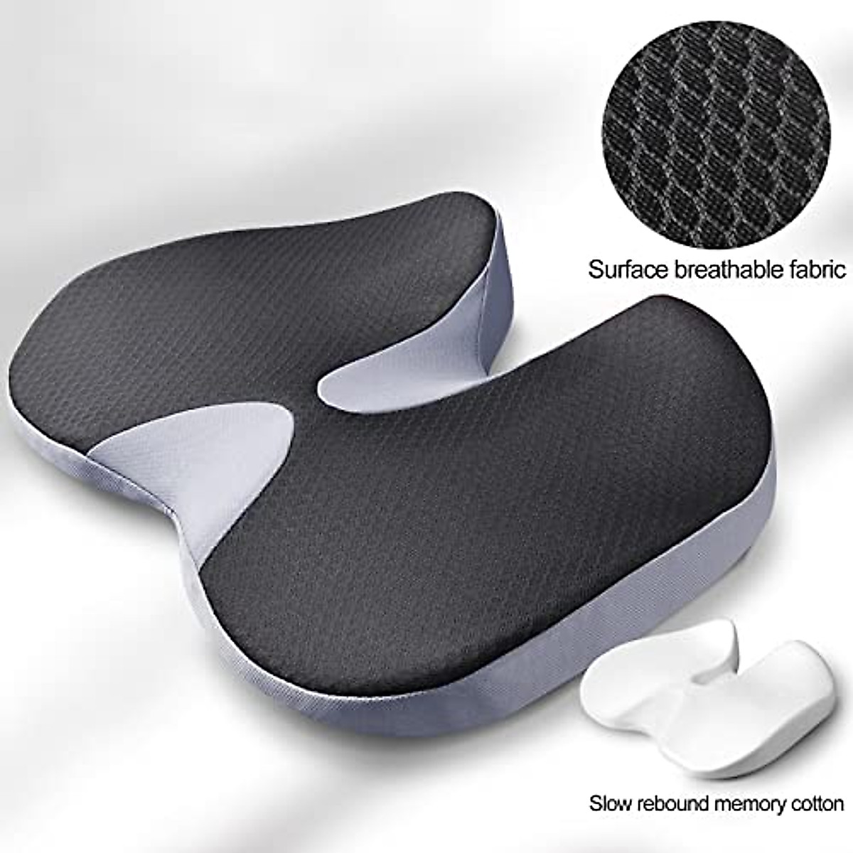 Coccyx Ischial Tuberosity Seat Cushion, Tailbone Pain Relief Memory Foam Ergonomic Seat Cushion, 3D Mesh for Car Seat Driver,Bleachers, Office Chair,Computer Chair,Wheelchair & Recliner
