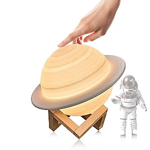 SOONHUA Saturn Lamp, 8.6 inch Moon Lamp 16 Colors LED Moon Night Light USB Rechargeable with Remote&Touch Control Bedside Lamp Gifts for Boys Girls Kids Friends Birthday