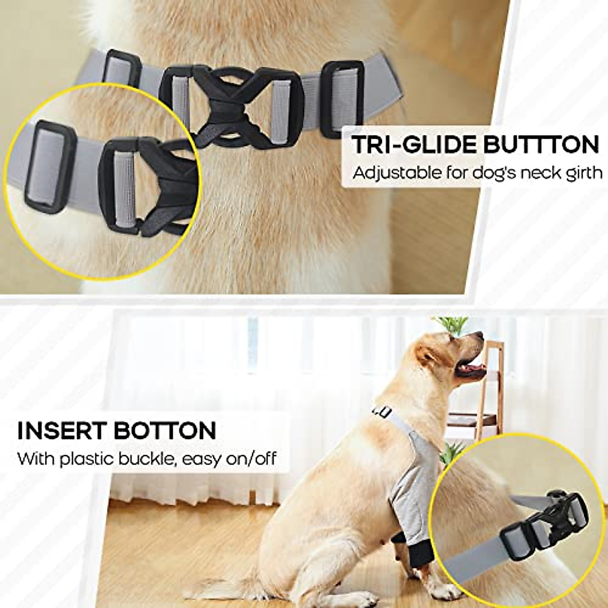 ROZKITCH Dog Surgery Recovery Sleeve for Front Legs, Pet Prevent Licking Wound Elbow Brace Protector, Dog Recovery Suit Cone Collar Alternative for Sprain ACL CCL Arthritis Grey 2XL