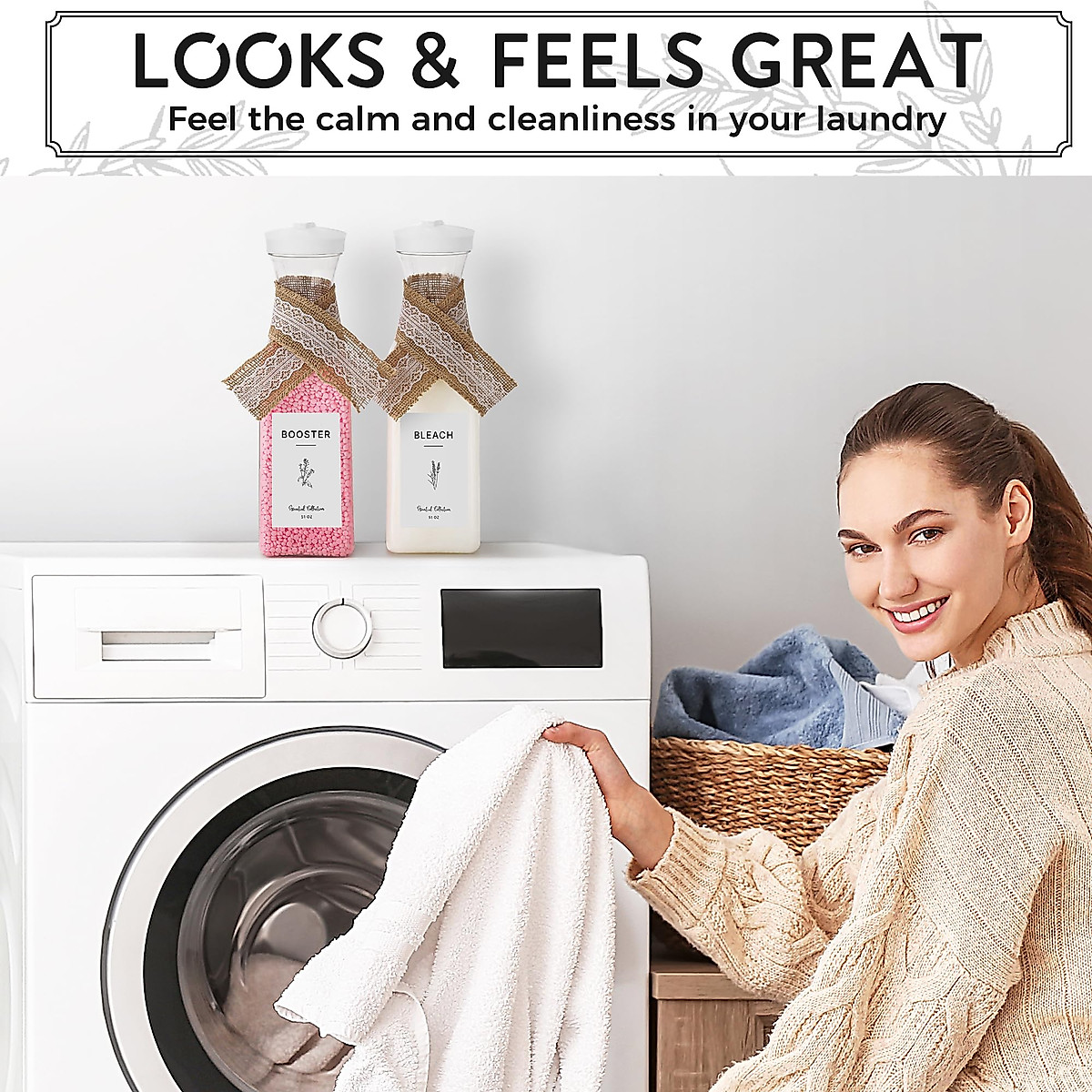 Arjust Laundry Soap Dispenser for Laundry Room Decor - Laundry Soap Containers - Laundry Detergent Container for Bleach Softener - Laundry Room Organization Labels Funnel eBook