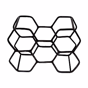 storeindya Wrought Iron Wine Rack Stand Bottle Holder with Natural Powder Coated in Carbon Black Iron Finish Holds up to Five Bottles