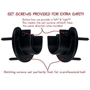 CUSTOM CUT | Up to 72" | HEAVY DUTY Matte Black Closet Rod | 1 5/16" Dia. | w/Matching End Brackets