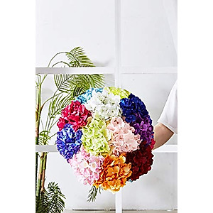 KISLOHUM Hydrangea Silk Flower White 10 Heads Artificial Hydrangea Silk Flowers Head for Wedding Centerpieces Bouquets DIY Floral Decor Home Decoration with Long Stems - White