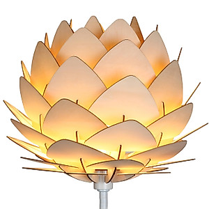 Brightech Artichoke LED Floor Lamp, Great Living Room Décor, Modern Lamp for Living Rooms & Offices, Bohemian Standing Lamp for Bedroom Reading, Tall Lamp with Multi-Panel Wooden Shade