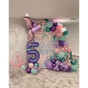 DEETUULET Mermaid Balloons, 50pcs 12 inch Purple Pink Teal Balloons Kit, Metallic Green Purple Latex Balloons for Birthday, Baby Shower,Mermaid Party Decorations