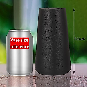 Ceramic Black Vase, Simple Vases for Lavender Pampas Grass Dried Flowers Plants, Frosted Elegant Vase for Modern Table Shelf Wedding Home Decor (Medium)