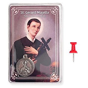 Laminated St Gerard Pregnancy Prayer Card - Catholic Holy Card for Patron Saint of Fertility and Motherhood, Includes St Gerard Medal for Pregnancy, Wallet Size Prayer Card