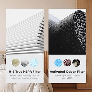 2 Pack MK01 MK06 TZ-K1 KN6391RGB Air Filter Replacement Compatible with AROEVE MK01 MK06, MJ012H, HAP601 KN6391RGB, ToLife TZ-K1, 4-in-1 High-Efficiency H13 HEPA, remove dust, pollen, pet dander, VOCs