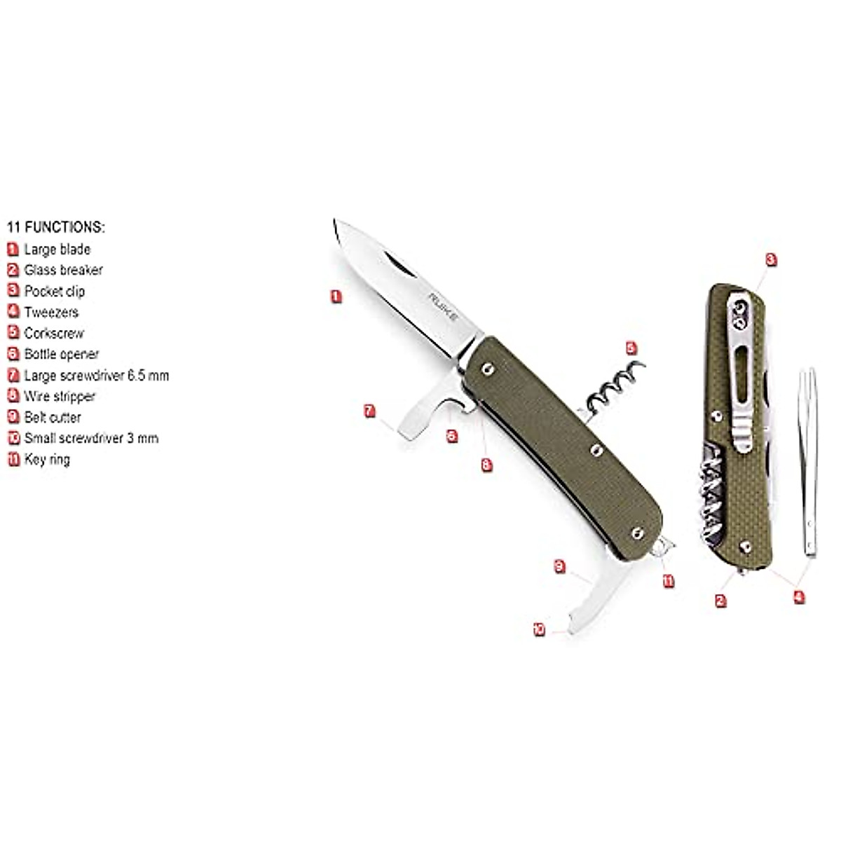 Ruike Multifunctional Knive, Green, G10 (M21-G)