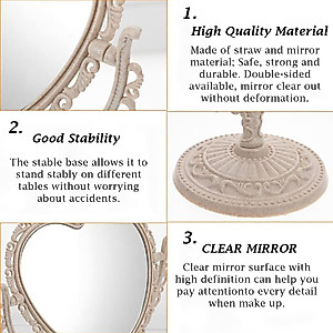 FEIYU BUY 1 Pack Simple and Lovely Heart-Shaped Cosmetic Mirror Plastic Double-Sided Rotatable Dresser Mirror Lightweight Mirror Bathroom Bedroom Mirror