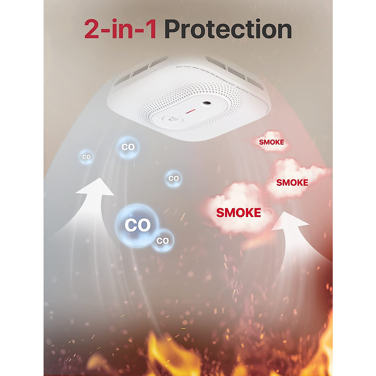 X-Sense Battery Powered Combination Smoke and Carbon Monoxide Detector with Voice Location, Wireless Interconnected Smoke Detector Carbon Monoxide Detector Combo, Model XP02-WR, 6-Pack