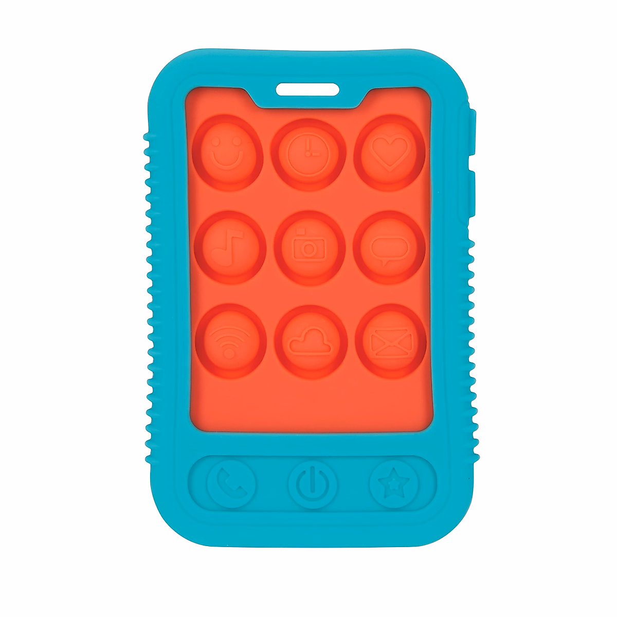 Nuby Baby Teething Toy, 3+ Months, Giggle Bytes Sensory Popper Cellphone, Aqua