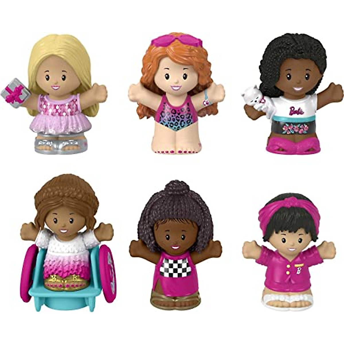 Fisher-Price Little People Barbie Toddler Toys Figure 6 Pack For Preschool Pretend Play Ages 18+ Months