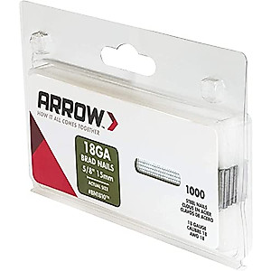 Arrow BN1810CS 18-Gauge Steel Brad Nails for Molding, Cabinets, Framing, Trim, and Finishing, Safe to Use with Electric or Battery Powered Nailers, Steel, 5/8 Inch, 1000 Pack