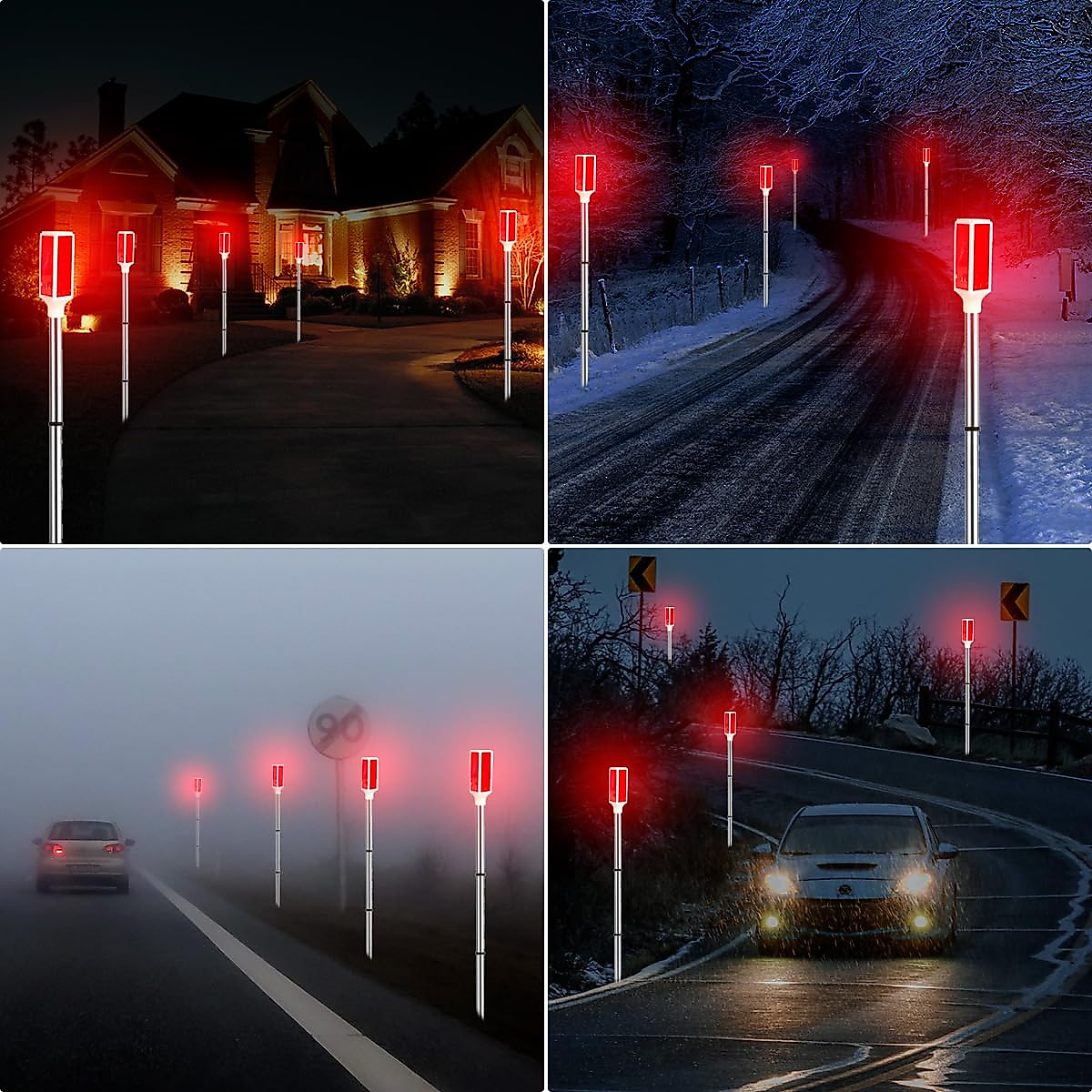 Aolyty Solar Lights Outdoor, Waterproof Driveway Markers Reflective Warning Flash Light with 2 Lighting Modes, LED Solar Light for Parking Lots, Yard, Sidewalk, Road Safety, Stop Sign, 30 Inches