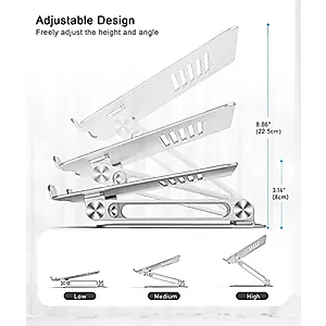 BoYata Laptop Stand, Adjustable Laptop Riser Ergonomic Computer Stand for Desk, Aluminum Laptop Holder Compatible for MacBook Pro/Air, Surface Laptop and Other Laptops up to 15 Inches