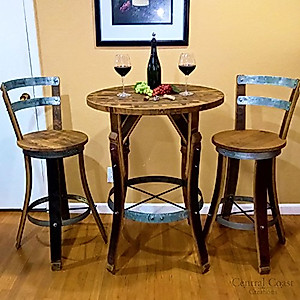 Central Coast Creations Bistro Set Swivel Top Stools - Wine Barrel Handcrafted Wine Barrel Furniture