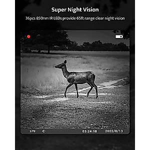 usogood Trail Camera 36MP 4K 30fps Game Camera with Night Vision Motion Activated IP66 Waterproof, 65ft 120° Wide Angle Detection Hunting Camera, for Outdoor Garden Backyard Wildlife Monitoring