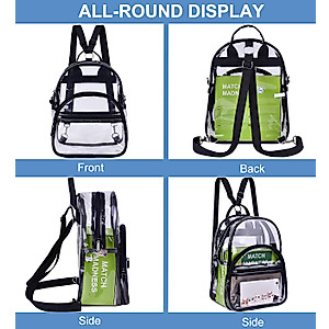 Oraben Clear Mini Backpack, Clear Bag Stadium Approved, Mini Transparent Backpacks See Through Bag for Concert Security