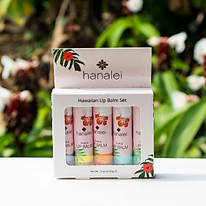 Hanalei Lip Balm and Moisturizer - Natural Kukui Oil, Beeswax Lip Moisturizer - Replenish and Repair Dry, Chapped Lips - Variety Pack(5 sticks)