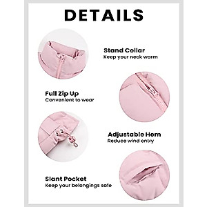 Watashi Women's Quilted Puffer Vest Stand Collar Fall Drawstring Zip Up Sleeveless Gilet Jacket(ArmyGreen-M)