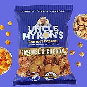 Uncle Myron's Popcorn Mix, 11.0oz, Cheese and Caramel Gourmet Popcorn, Gluten Free, Sweet and Salty Snack, Cheese and Caramel Popcorn Mix, Popcorn Mix