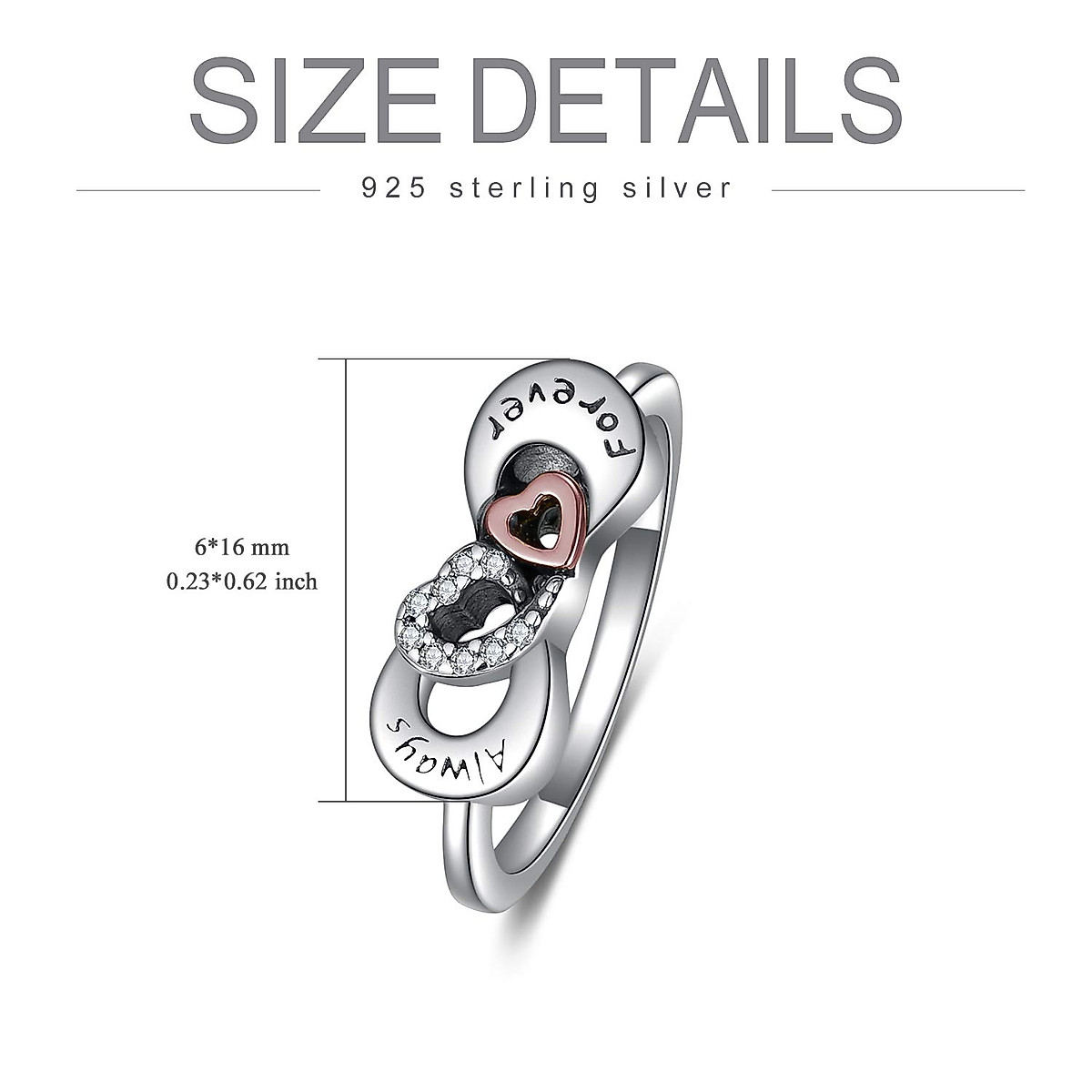 Infinity Cremation Ring for Ashes 925 Sterling Silver Always & Forever Urn Ring Jewelry Keepsake Hair Memorial Locket for Women Mom (7)