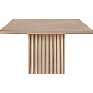 Meridian Furniture 729Oak-T Belinda Collection Mid-Century Modern Dining Table, Solid Wood Base, Natural Finish Oak Wood Veneer MDF Top, Square Top, Fluted Base, 54" W x 54" D x 31" H, Oak