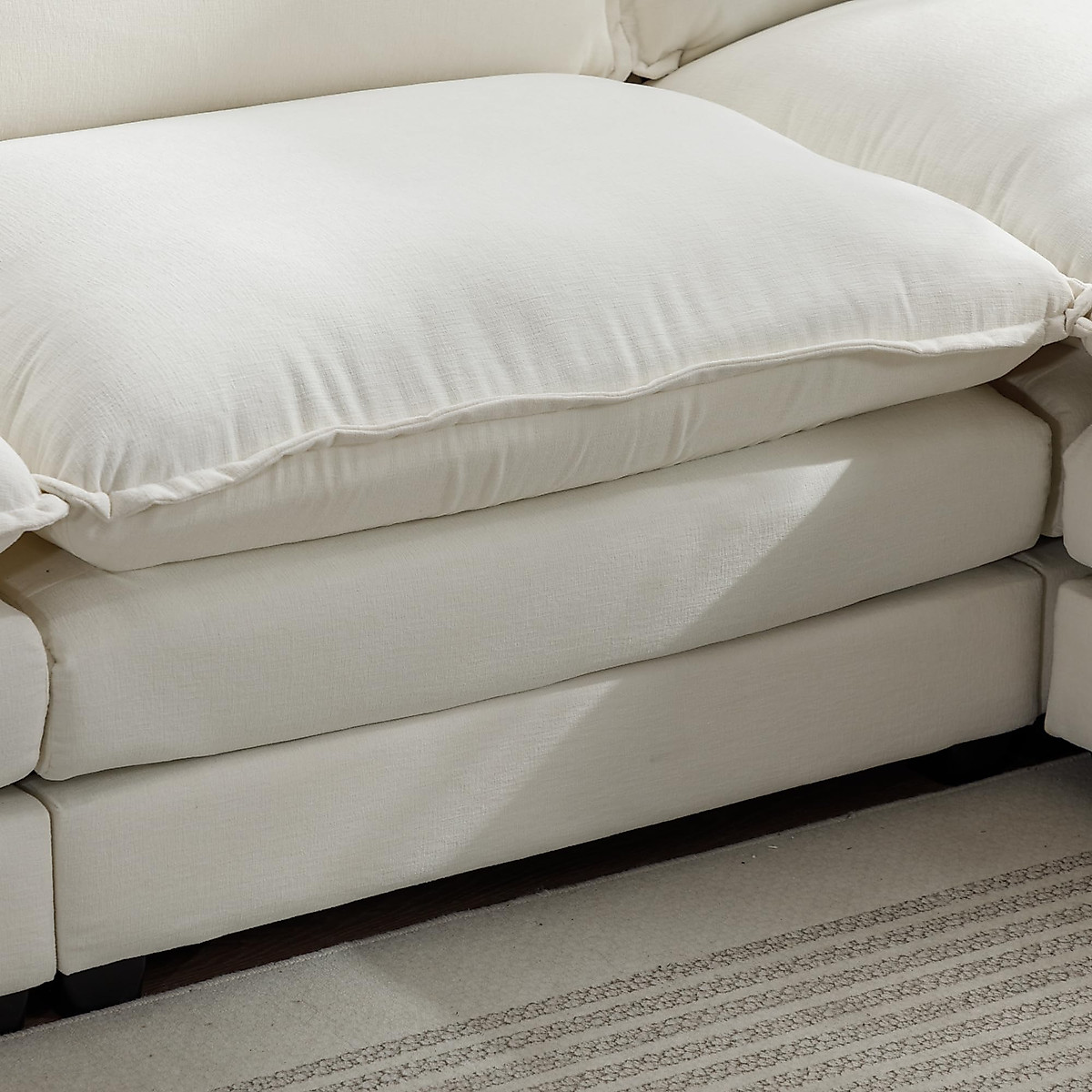 111.4" L-Shape Chenille Upholstered Sofa, Modern Modular Sectional 3 Seat Sofa Couch with Removable Ottoman and 5 Pillows for Living Room, Office Apartment (Beige-111)