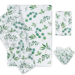 Whaline Eucalyptus Tissue Paper Greenery Wrapping Paper 14 x 20in Green Leaves Gift Wrapping Paper Art Paper for Jungle Safari Party Baby Bridal Shower Birthday Wedding Decor, 100 Sheet