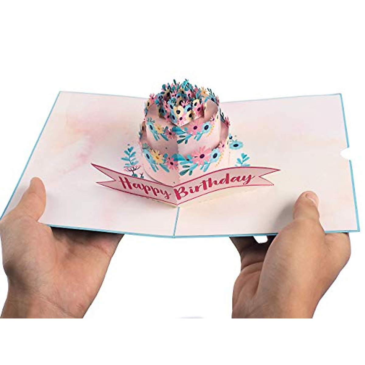 TRUANCE Pop Up Happy Birthday Card Unique 3D Cake and Flower For Mom Daughter Dad Sister and Friend, Birthday Card for Wife Husband Birthday Card With Blank Note