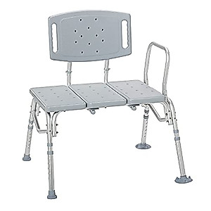 Drive Medical 12025KD-1 Folding Universal Sliding Transfer Bench, Gray