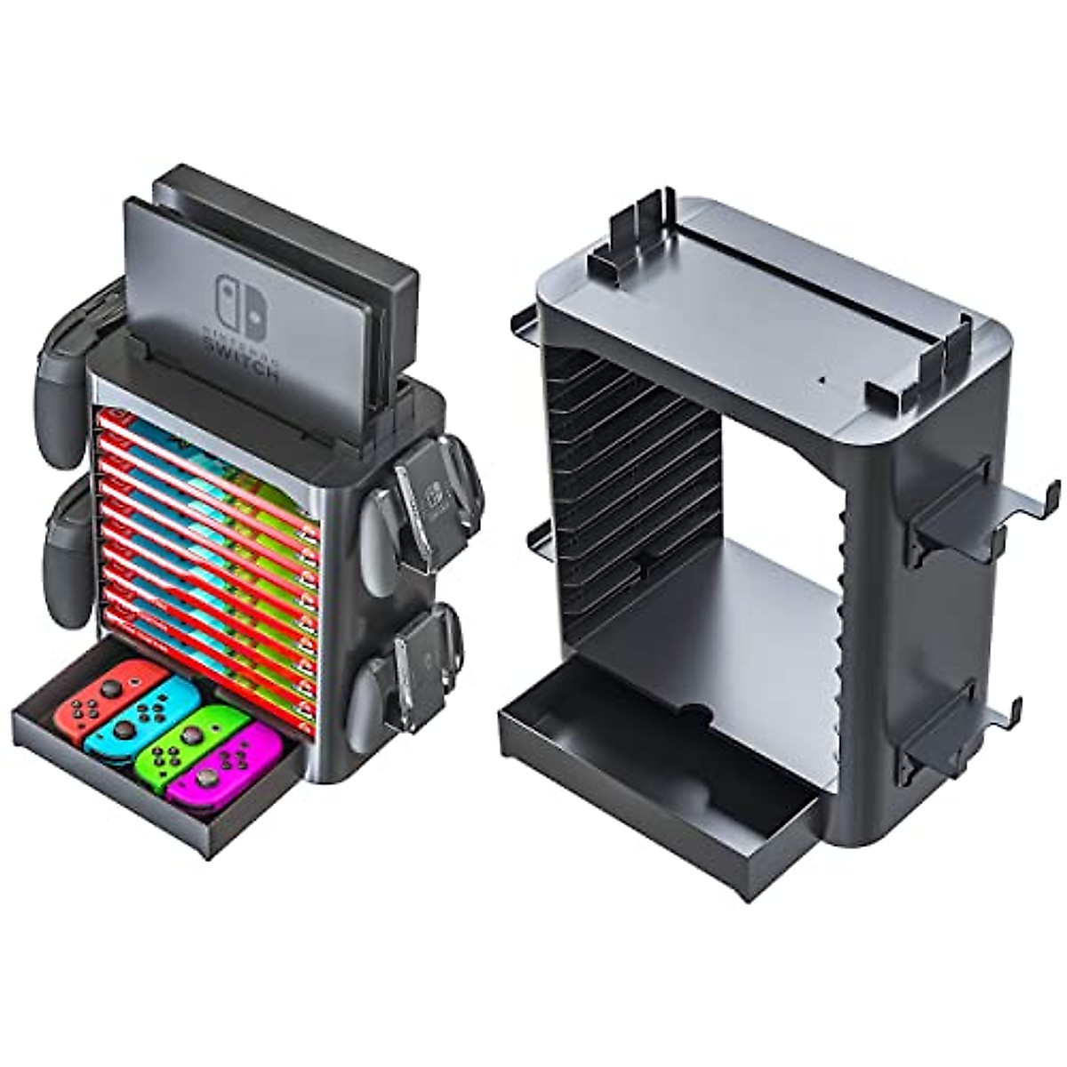 Skywin Game Storage Tower for Nintendo Switch - Nintendo Switch Game Holder Game Disk Rack and Controller Organizer Compatible with Nintendo Switch and Accessories