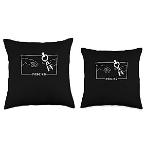 Forging Tools Equipment Kit Gifts For Beginners Michelangelo Creation of Adam Forging Blacksmith Throw Pillow, 18x18, Multicolor