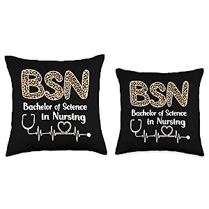 Cute BSN Nurse Graduation Gifts BSN Bachelor of Science in Nursing Student Graduation Throw Pillow, 16x16, Multicolor