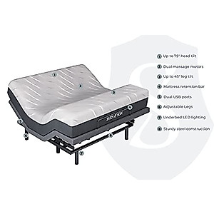 Sven & Son King Adjustable Bed Base Frame + 14” Luxury Cool Gel Memory Foam Hybrid Mattress, Head Up Foot Up, USB Ports, Zero Gravity, Interactive Dual Massage, Wireless, Classic (King)