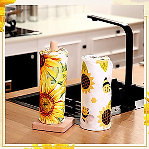 50 Pcs Reusable Paper Towels Paperless Towels Reusable Cotton Cloths Reusable Toilet Paper Absorbent Washable Paper Towels with Roll Kitchen Dishcloth for Kitchen Paperless Dishcloths (Sunflower)