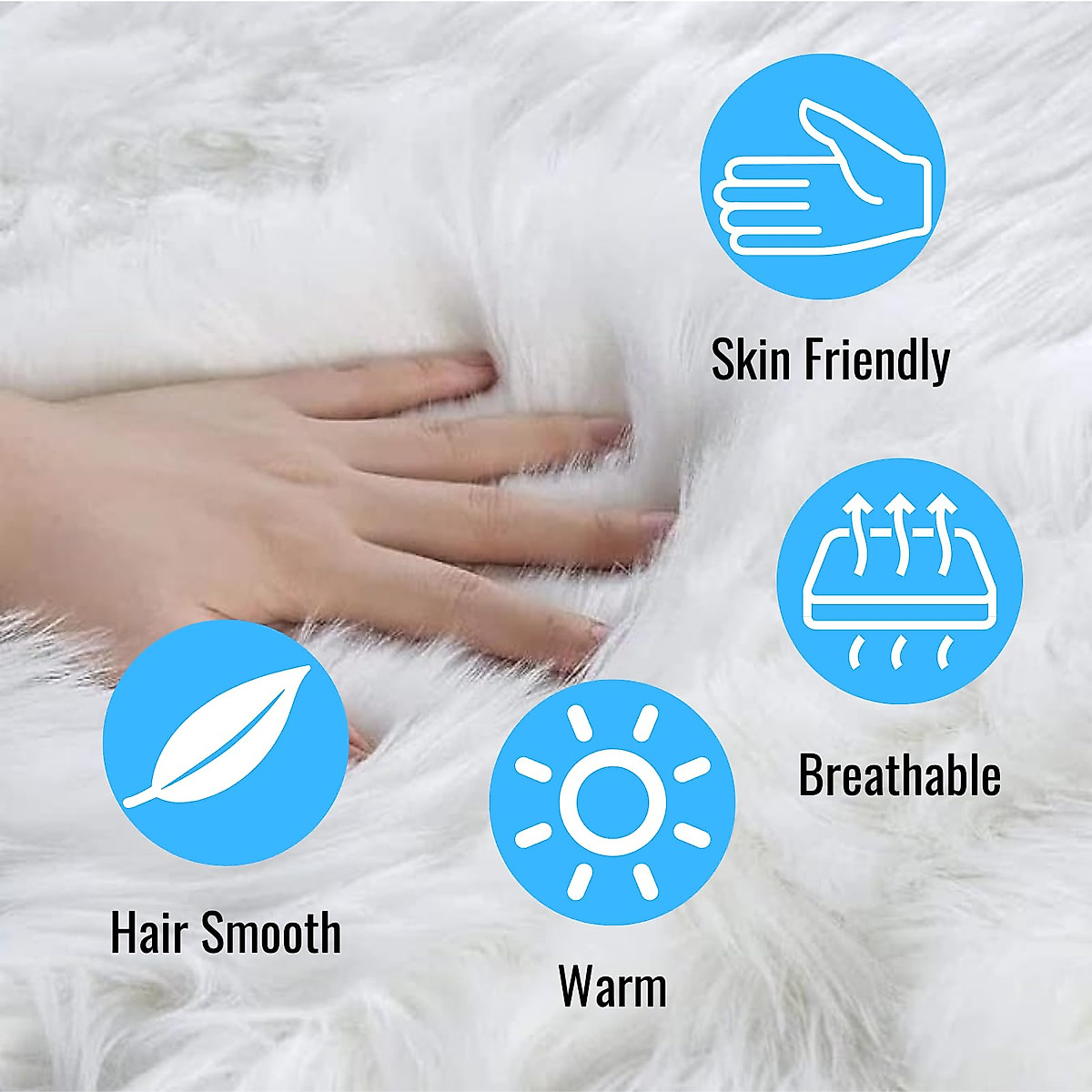 NINGDAN 14x10 inches 1pcs Rectangle Faux Fur Plush Cushion, Area Rugs Fluffy Carpet Mini Small Size Fit,for Tabletop Photography,Home Decor,Product Display,Locker Accessories for Girls (White)