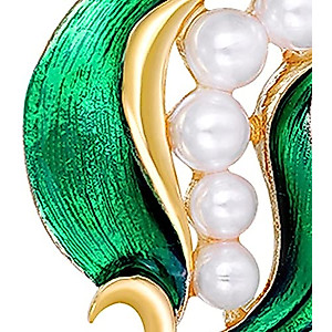 Women Brooch Eye-catching Dress Up Alloy Faux Peal Leaf Shape Ladies Brooch Girls Clothing Ornament for Daily Wear