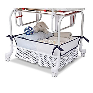 Delta Children Smooth Glide Bedside Bassinet - Portable Crib with Lights, Sounds and Vibrations, Marina