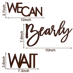 MASTRON We Can Bearly Wait Sign for Backdrop - Teddy Bear Themed Baby Party Banner Boy Girl Baby Shower Gender Reveal 1st Birthday Felt Letter Wall Decor Photography Background - Brown